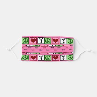 Peace Love Cheer Cute Cheerleader Adult Cloth Face Mask | Zazzle