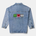 Peace Love Cheer Cute Custom Cheerleader Denim Jacket | Zazzle