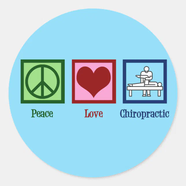 Peace Love Chiropractic - Cute Chiropractor Classic Round Sticker | Zazzle