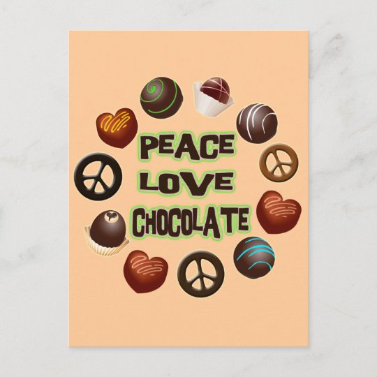 PEACE LOVE CHOCOLATE POSTCARD | Zazzle.com
