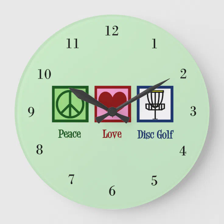 Peace Love Disc Golf Large Clock | Zazzle