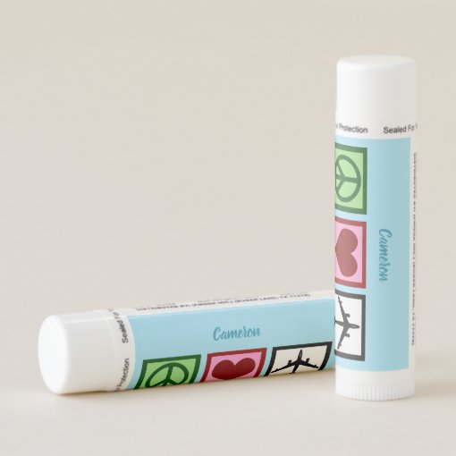 Peace Love Fly - Airplane Custom Lip Balm | Zazzle
