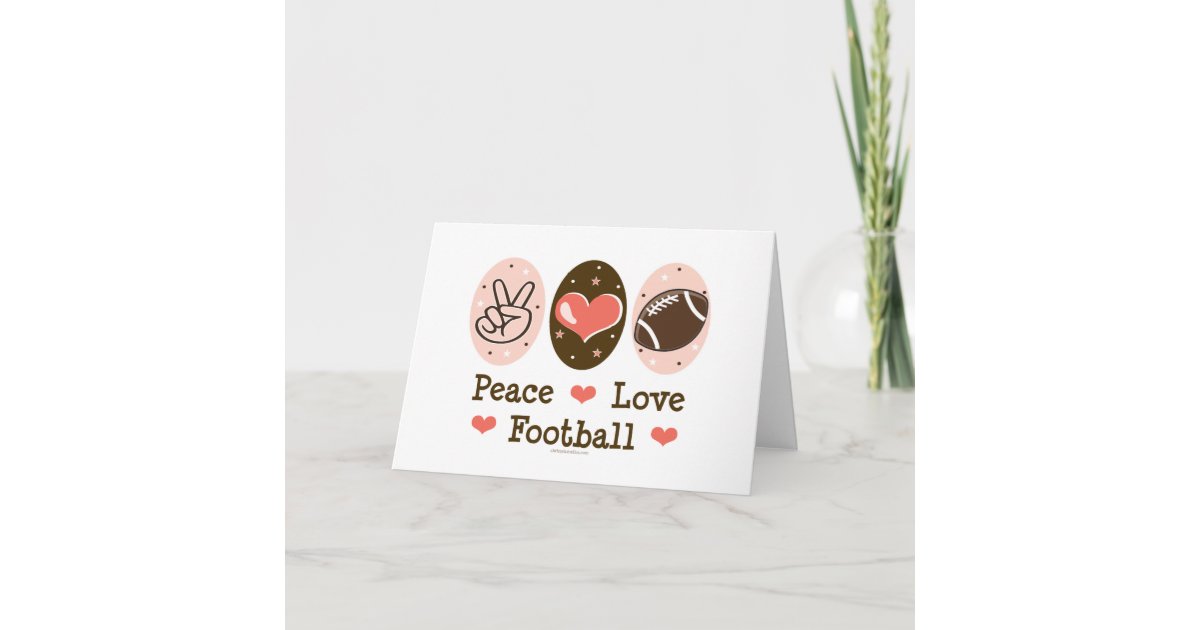 Peace Love Football Blank Greeting Card | Zazzle