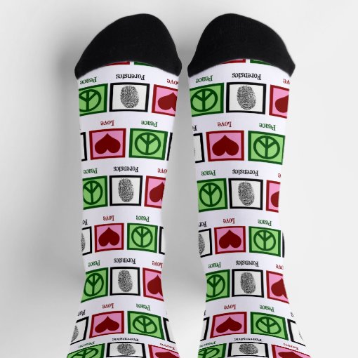 Peace Love Forensics Science Cool Fingerprint Socks | Zazzle