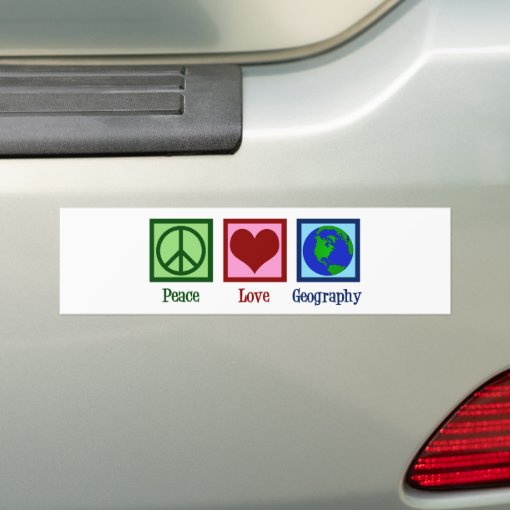 Peace Love Geography Teacher World Map Bumper Sticker | Zazzle