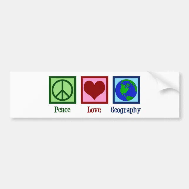 Peace Love Geography Teacher World Map Bumper Sticker | Zazzle
