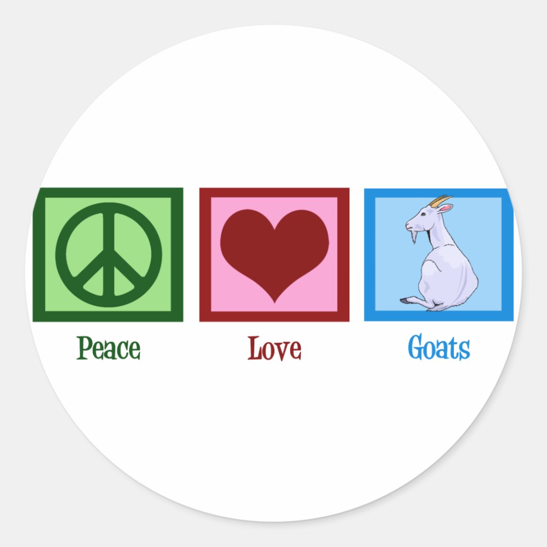 Peace Love Goats Classic Round Sticker | Zazzle