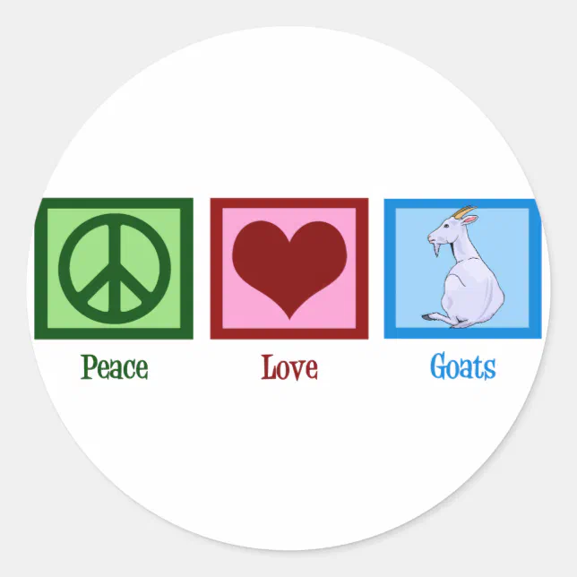 Peace Love Goats Classic Round Sticker | Zazzle