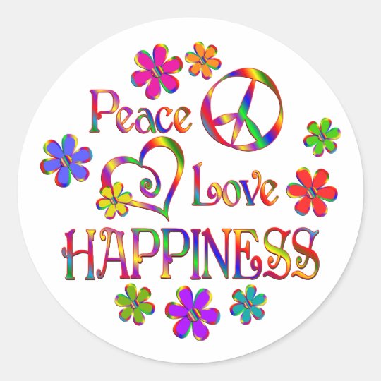 Peace Love Happiness Classic Round Sticker | Zazzle.com