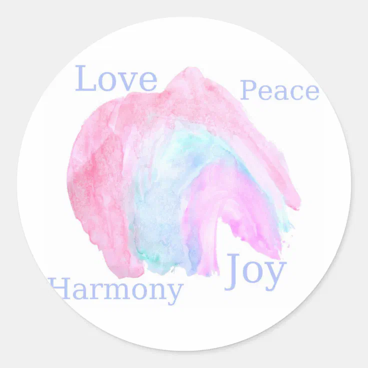 Peace Love Harmony Joy Classic Round Sticker | Zazzle