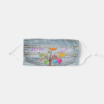 Peace Love Hope Denim Pocket Face Mask | Zazzle
