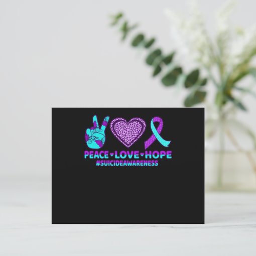 Peace Love Hope Happy Suicide Prevention Awareness Postcard | Zazzle