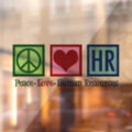 Peace Love HR Human Resources Office Window Cling | Zazzle