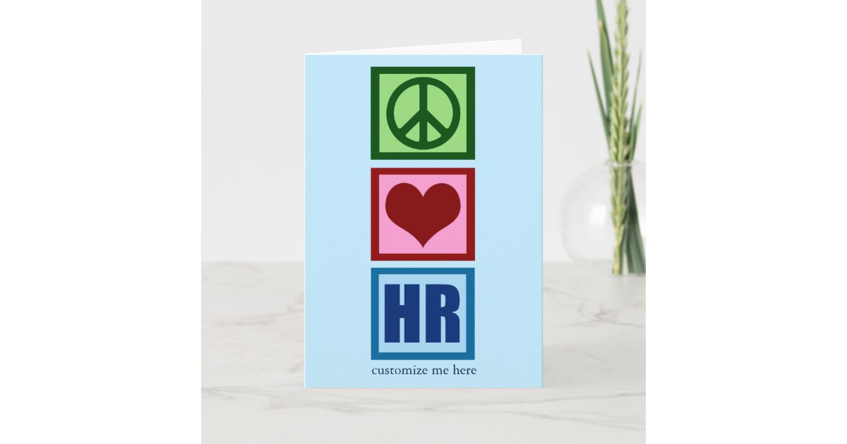 Peace Love HR Personalized Human Resources Blue Card | Zazzle