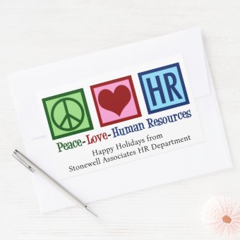 Peace Love Human Resources Custom HR Christmas Rectangular Sticker | Zazzle