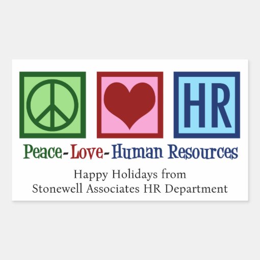 Peace Love Human Resources Custom HR Christmas Rectangular Sticker | Zazzle