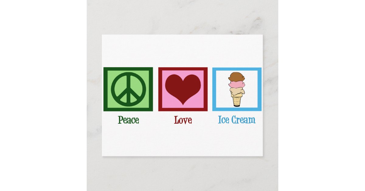 Peace Love Ice Cream Postcard | Zazzle