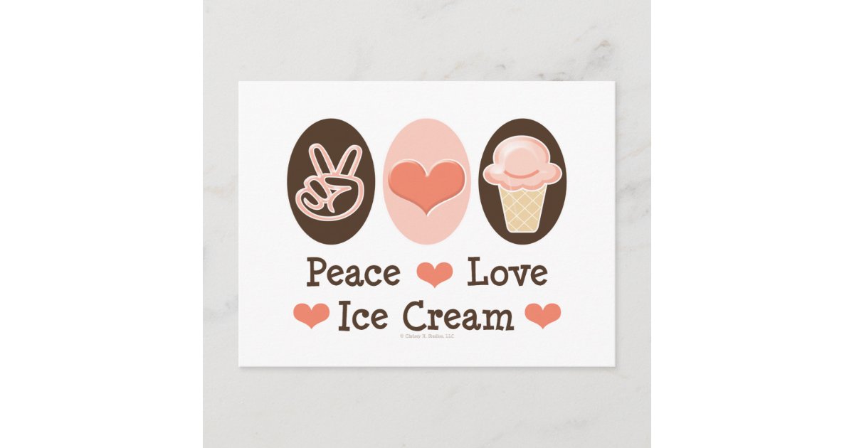 Peace Love Ice Cream Postcard | Zazzle