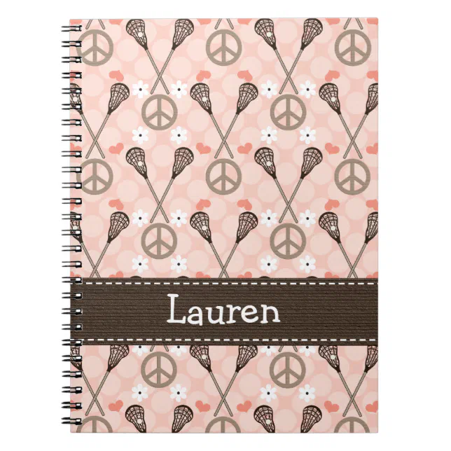 Peace Love Lacrosse Lax Spiral Notebook Journal | Zazzle