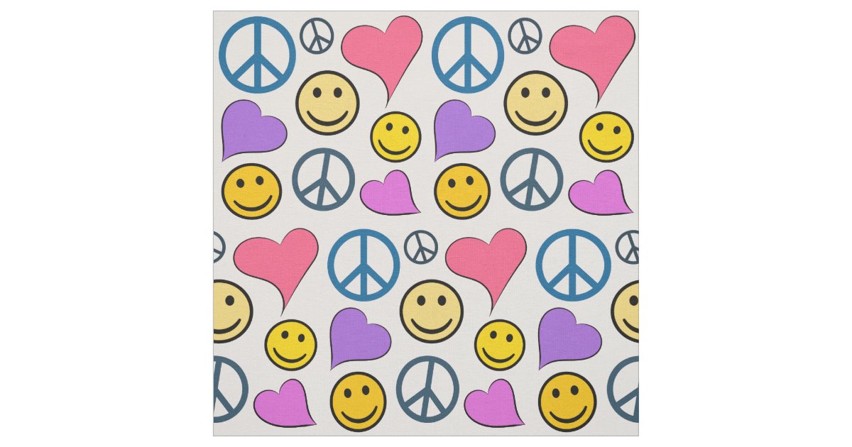 Peace Love Laugh Pattern Fabric | Zazzle