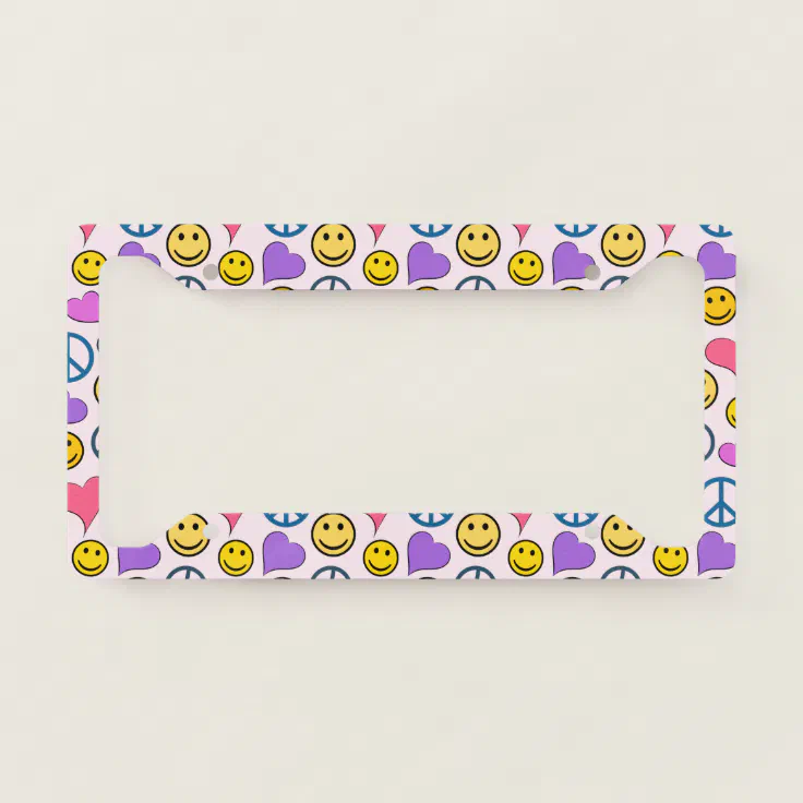Peace Love Laugh Pattern License Plate Frame | Zazzle