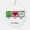 Peace Love Math Teacher Personalized Christmas Ceramic Ornament | Zazzle