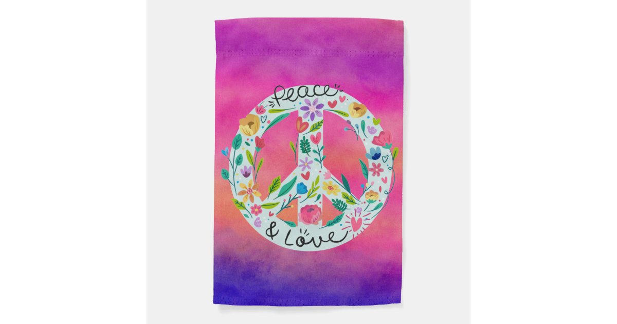 Peace & Love mini garden flag | Zazzle