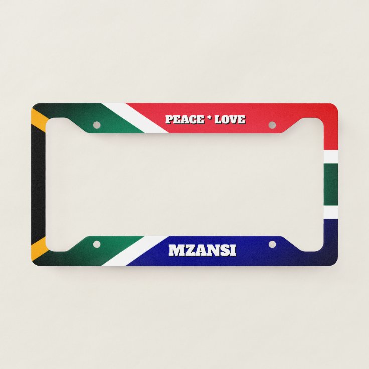 Peace Love MZANSI South Africa License Plate Frame | Zazzle