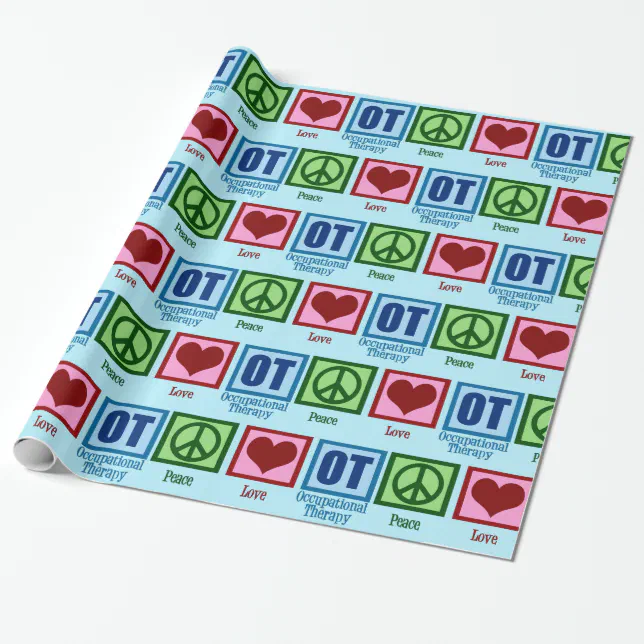 Peace Love Occupational Therapy Christmas Wrapping Paper | Zazzle