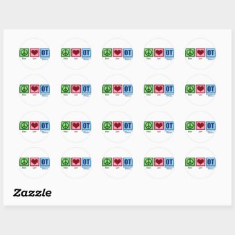 Peace Love Occupational Therapy Classic Round Sticker | Zazzle