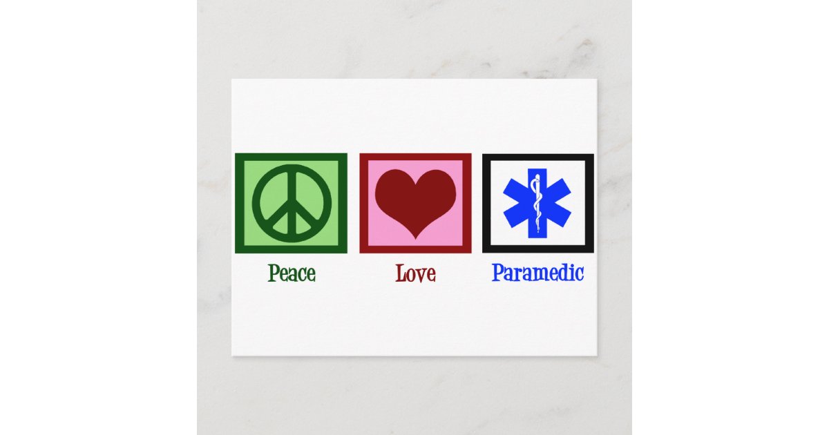 Peace Love Paramedic Postcard | Zazzle