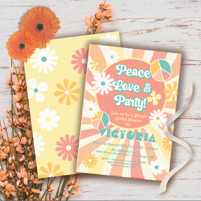 Peace Love & Party Hippie Party Invitation | Zazzle