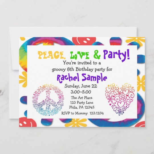 Peace, Love & Party Invitation | Zazzle.com