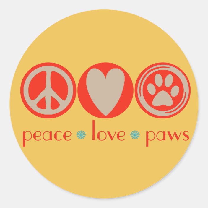 Peace Love Paws Classic Round Sticker | Zazzle