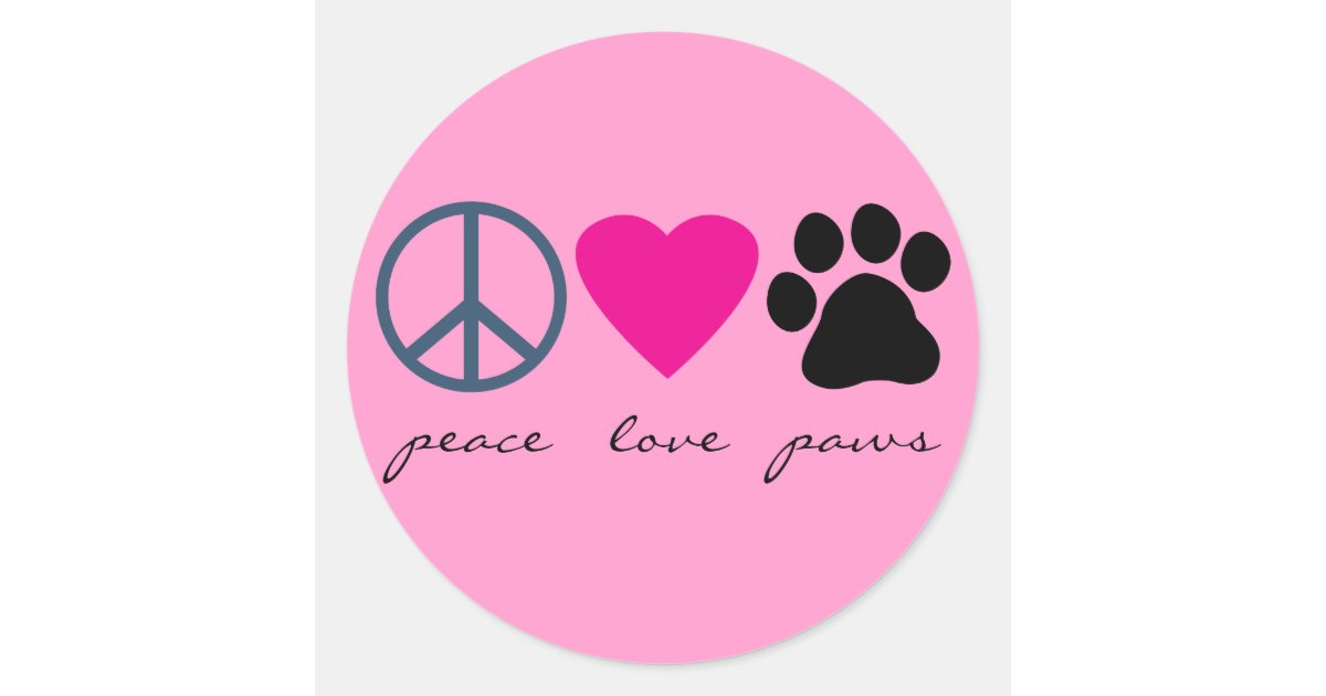 Peace Love Paws Classic Round Sticker | Zazzle