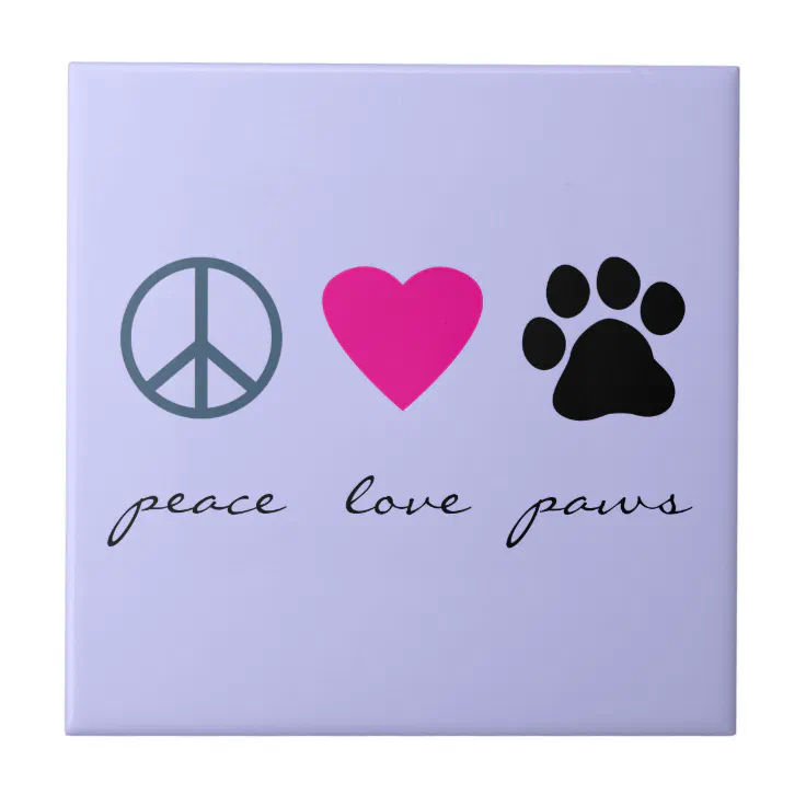 Peace Love Paws Tile | Zazzle