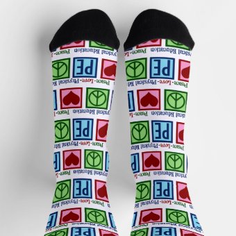 Peace Love PE Physical Education Gym Teacher Socks | Zazzle
