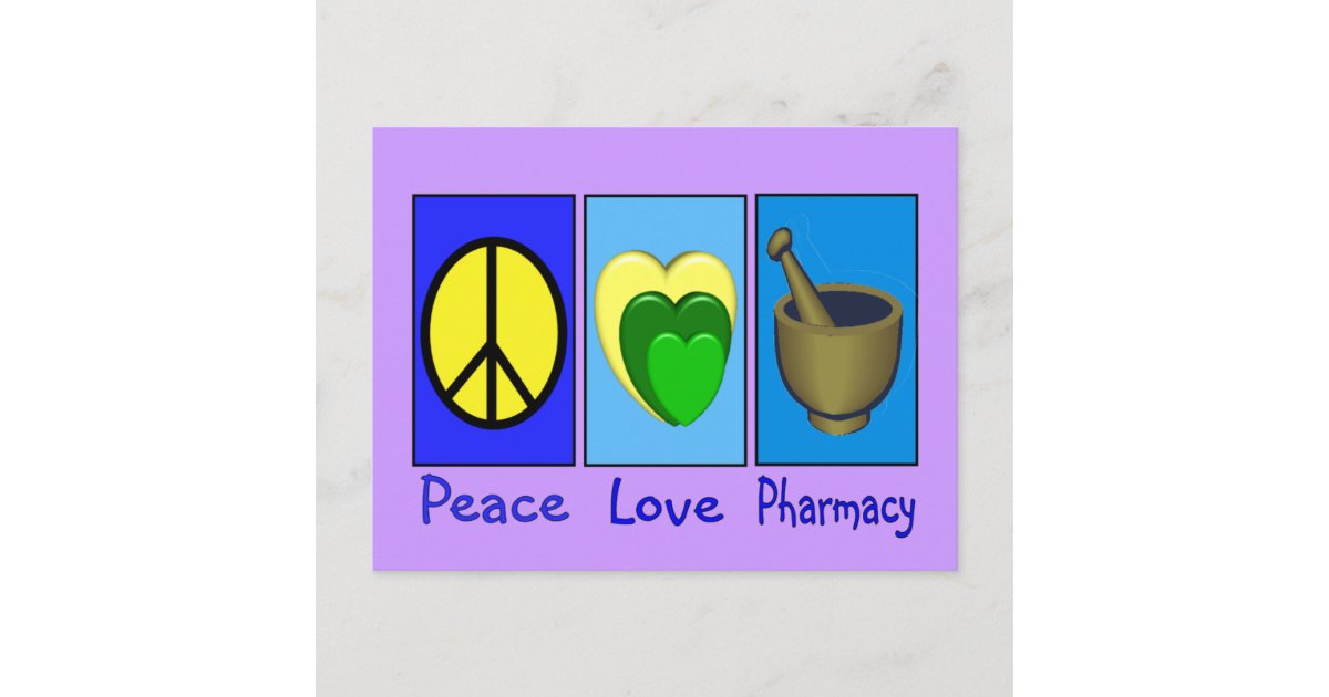 Peace Love Pharmacy Postcard | Zazzle