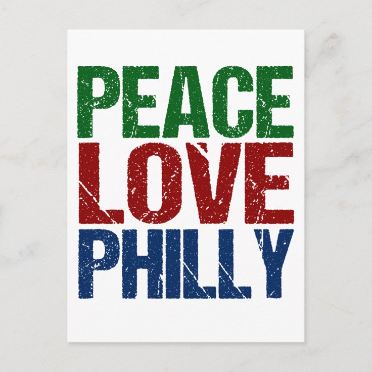 Peace Love Philly Postcard | Zazzle
