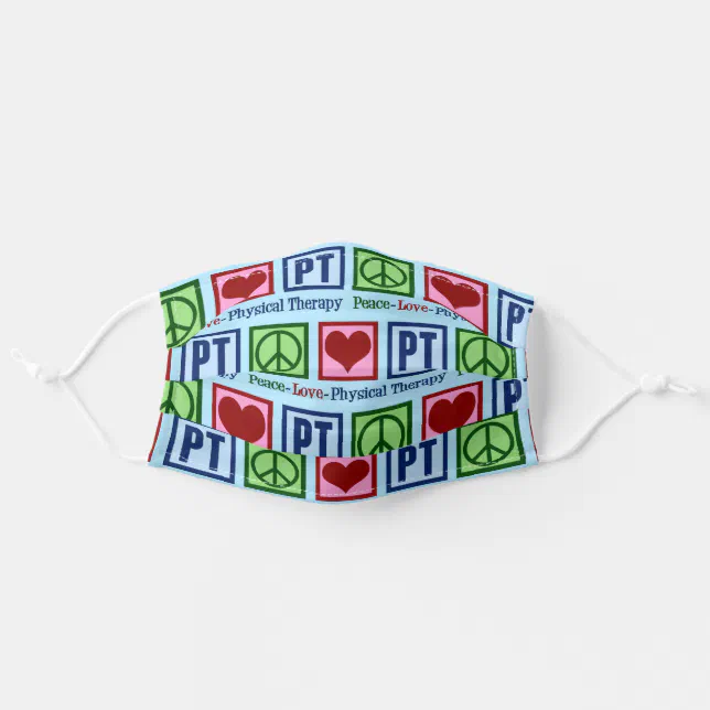 Peace Love Physical Therapy Adult Cloth Face Mask | Zazzle
