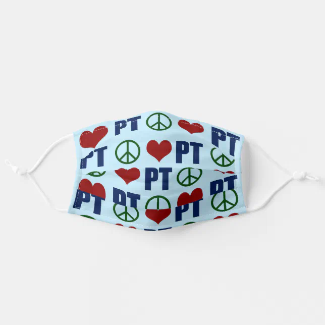 Peace Love Physical Therapy PT Pattern Adult Cloth Face Mask | Zazzle
