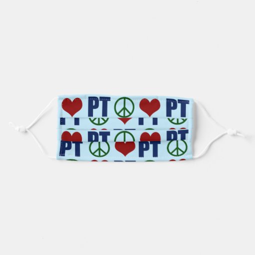 Peace Love Physical Therapy PT Pattern Adult Cloth Face Mask | Zazzle
