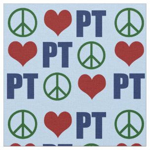 Peace Love PT Physical Therapist Fabric | Zazzle