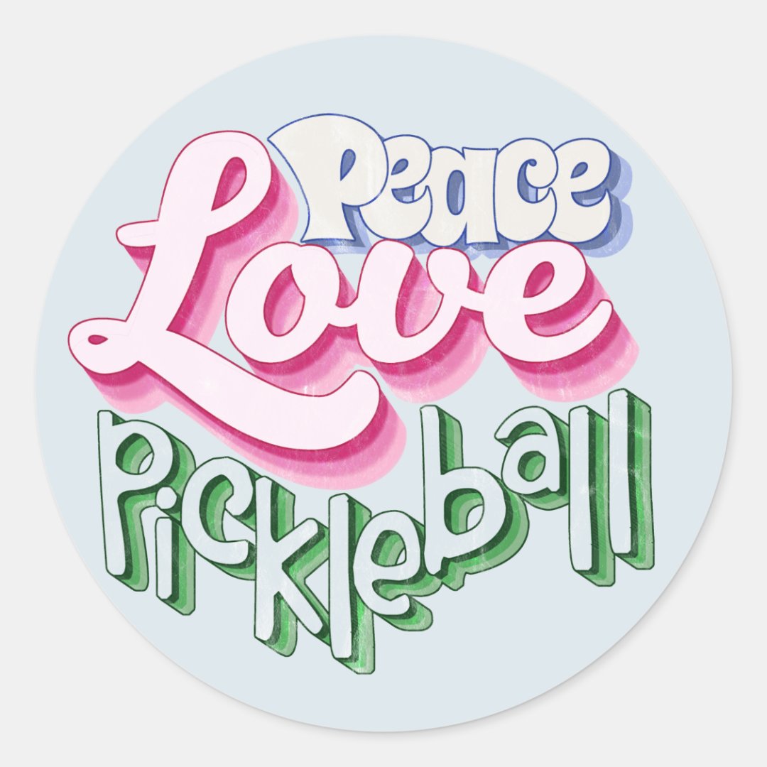 Peace Love Pickleball Classic Round Sticker | Zazzle