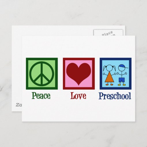 Peace Love Preschool Postcard | Zazzle
