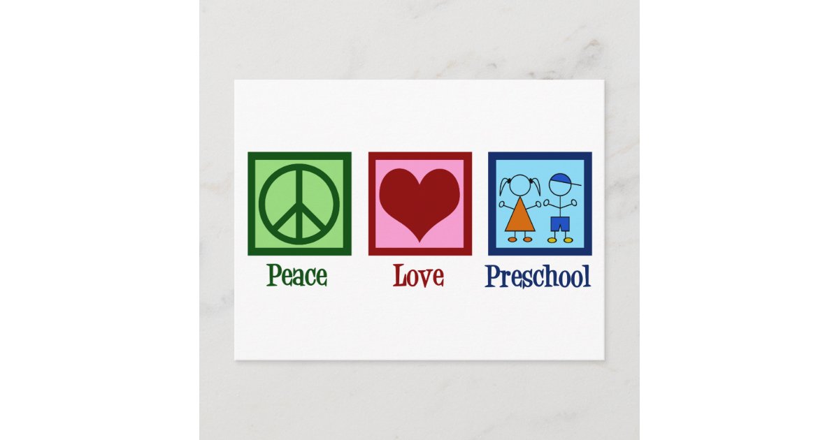Peace Love Preschool Postcard | Zazzle