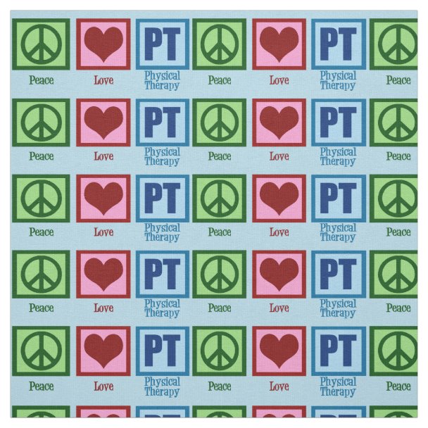 Peace Love Physical Therapy PT Pattern Fabric | Zazzle