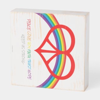 Peace Love Rainbow Wooden Box Sign | Zazzle