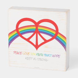 Peace Love Rainbow Wooden Box Sign | Zazzle