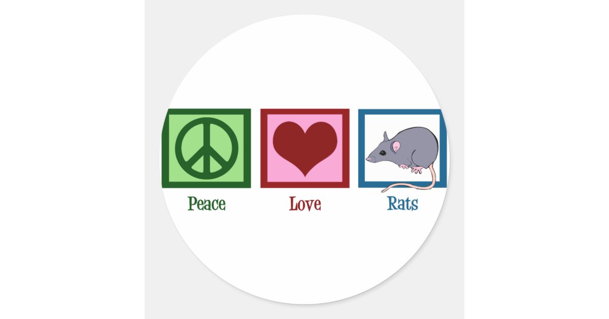 Peace Love Rats Classic Round Sticker | Zazzle